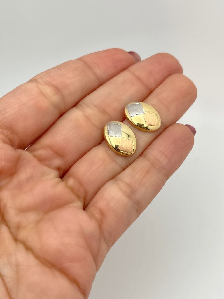 Zarcillos ovalados cartier oro 18K #22 - Joyería Samara